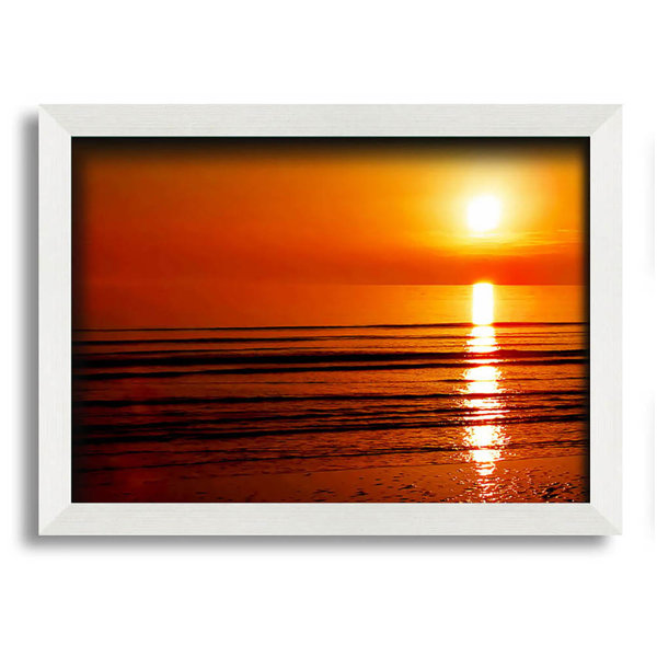Haus am Meer The Oceans Sun Reflection Orange Gerahmter Druck Wandkunst | Wayfair.de